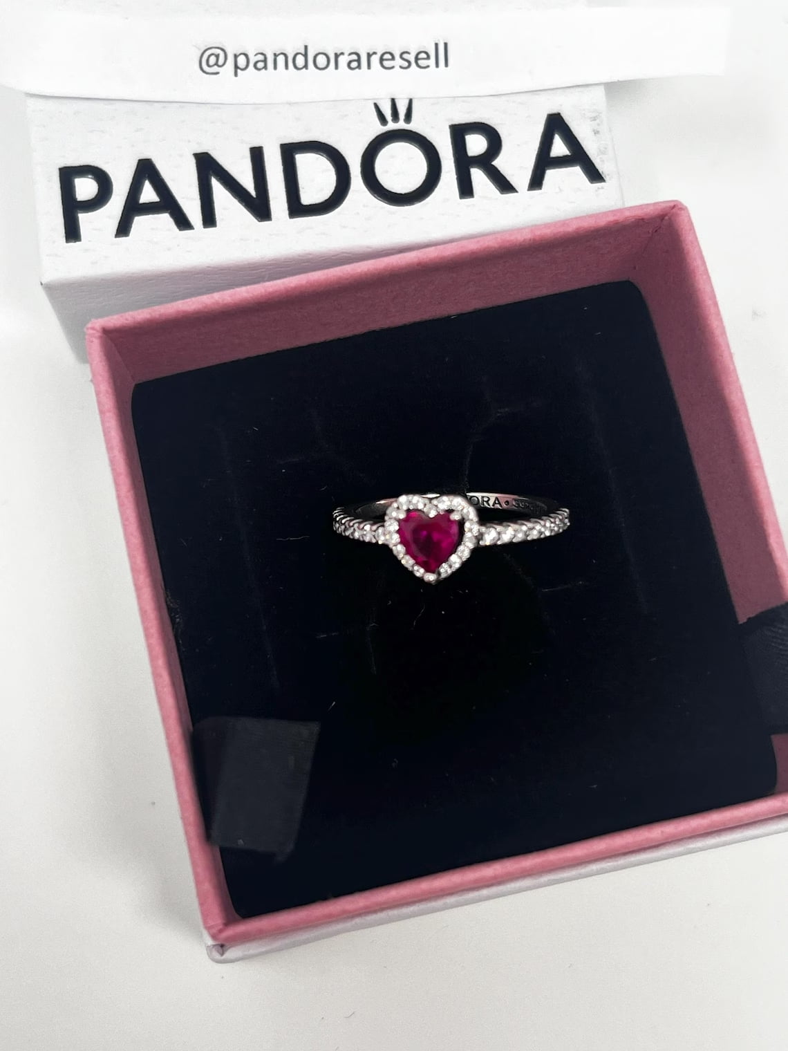 PANDORA Elevated Red Heart Crystal Ring Size 6, 925 Sterling Silver ...
