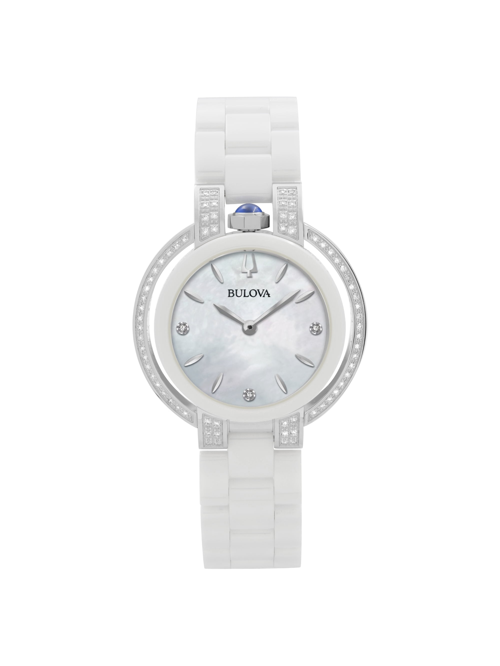 Bulova Rubaiyat Diamond Accent 35mm White Ceramic Steel Ladies Watch ...