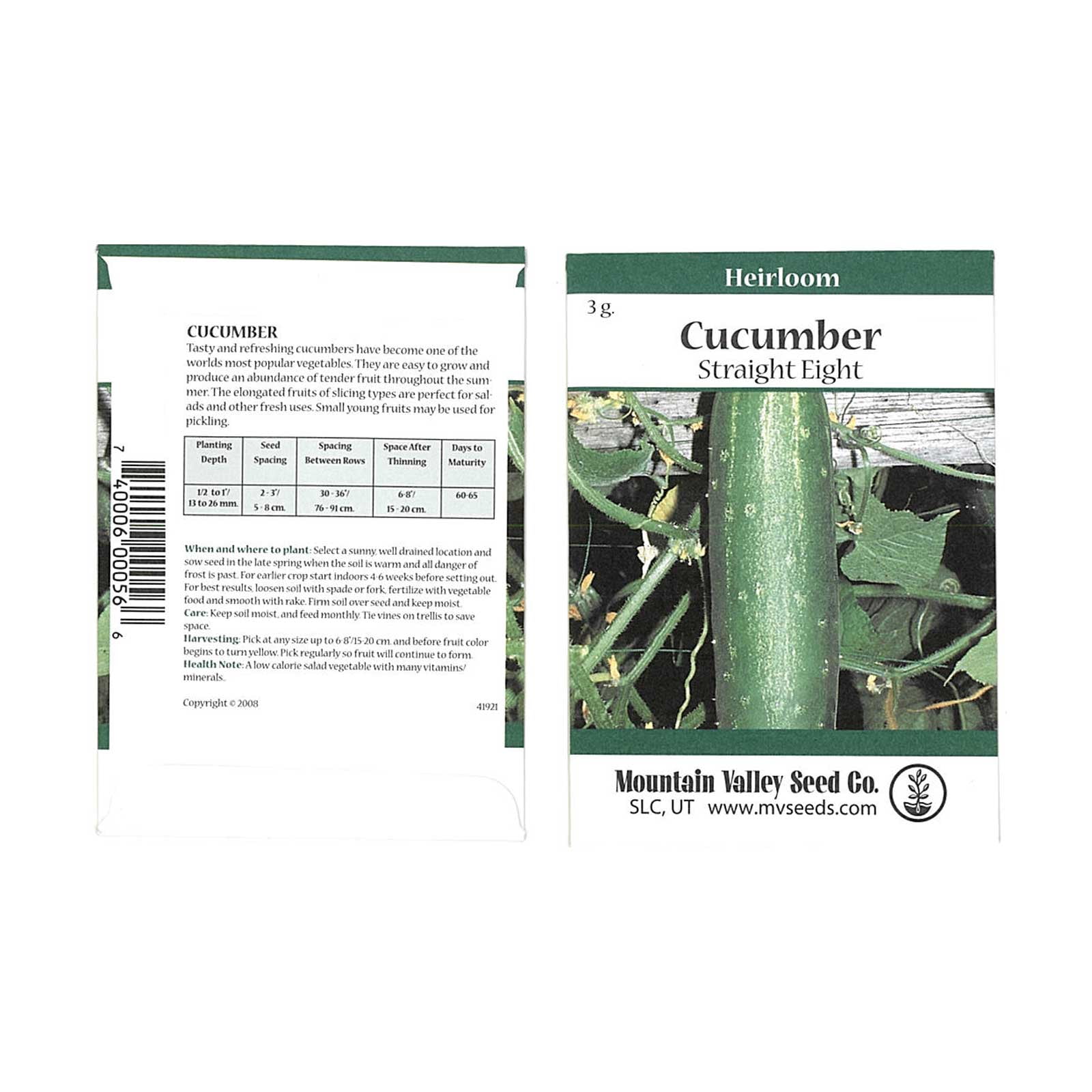 Straight Eight Cucumber Garden Seeds - 3 Gram Packet - Non-GMO ...