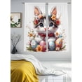 Easter Cat Semi Sheer Curtains 63 Inch Length 2 Panels Set, Cute Spring ...