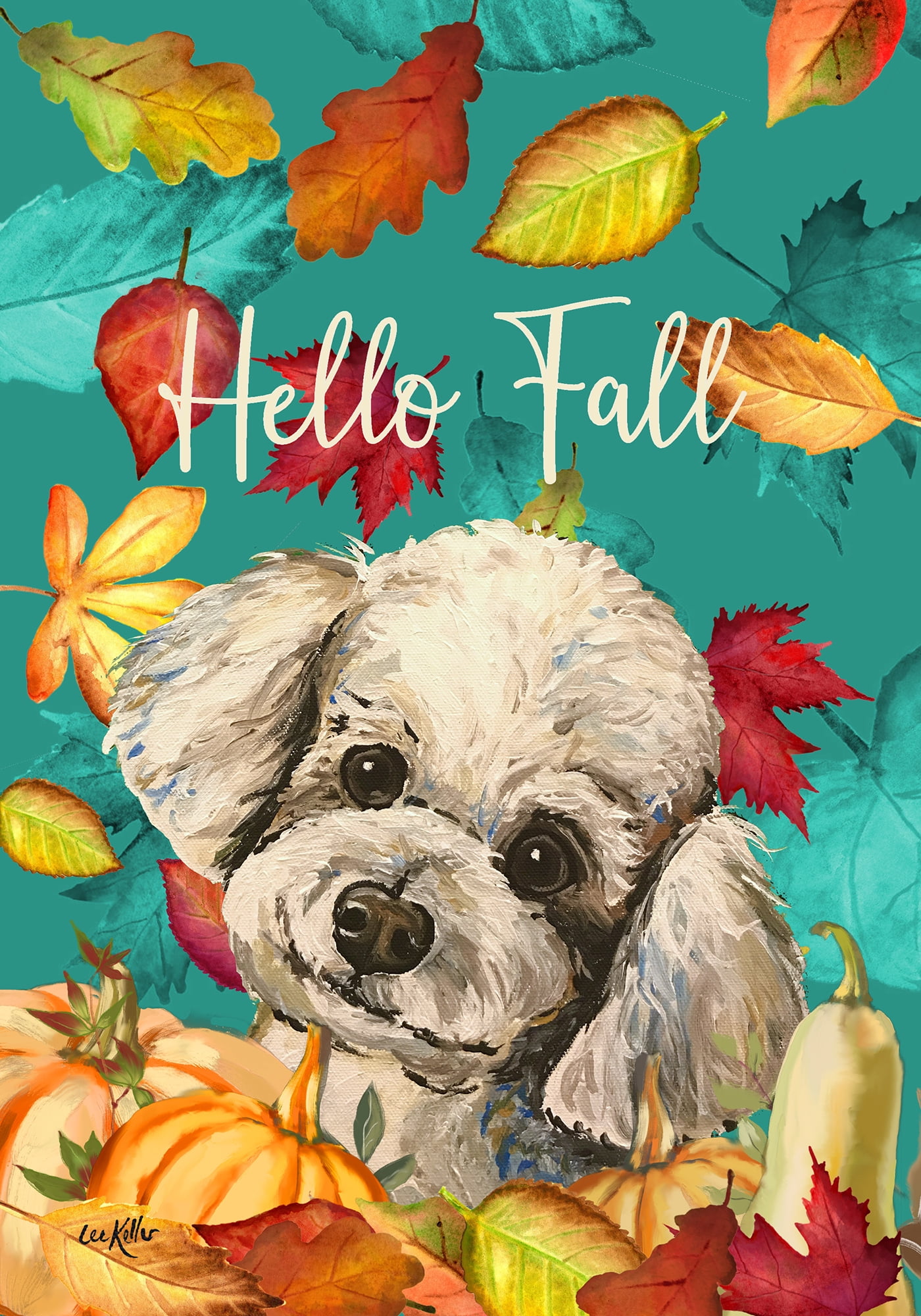 Maltese - Hippie Hound Studios Fall Garden Flag - Walmart.com