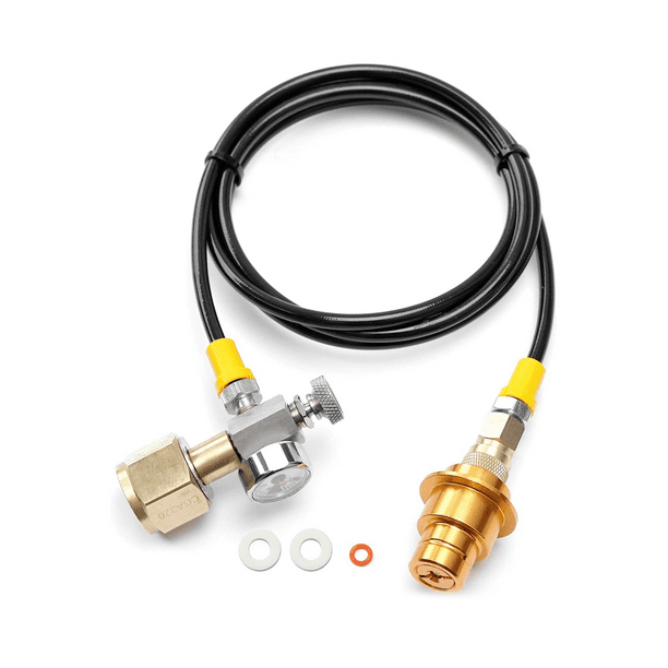 Soda CO2 Adapter Hose Kit with Pressure Gauge and Release Valve,CGA320 To W21.8-14 Soda Maker ...