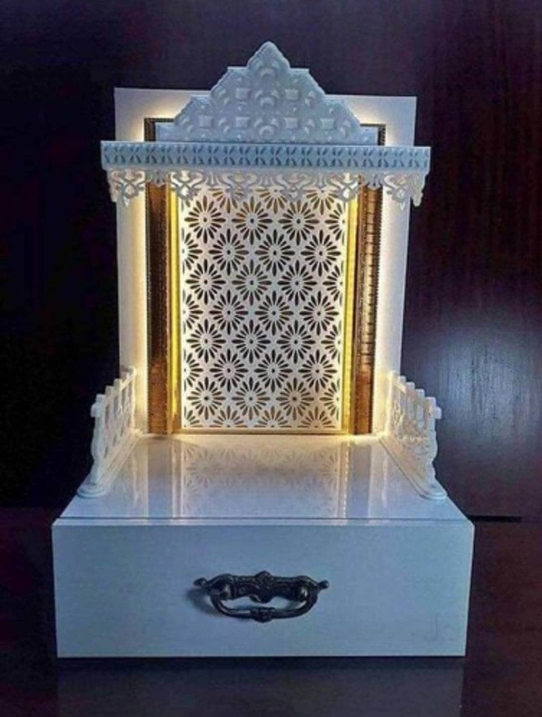 Wooden Designer Temple For Home And Office With LED Lights / Puja ...