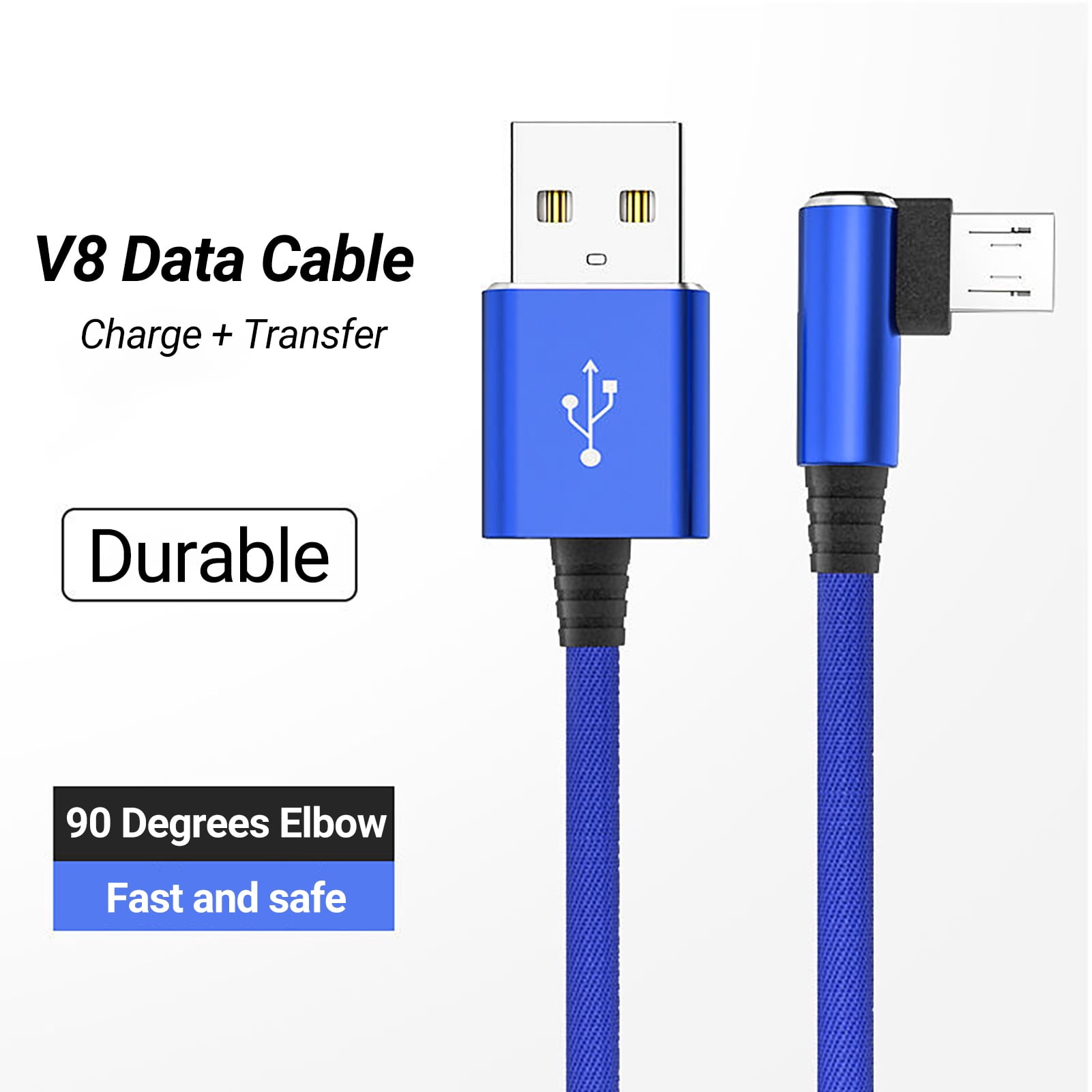 Waroomhouse V8 Data Cable 90 Degrees Elbow Fast Charging Plug Play ...