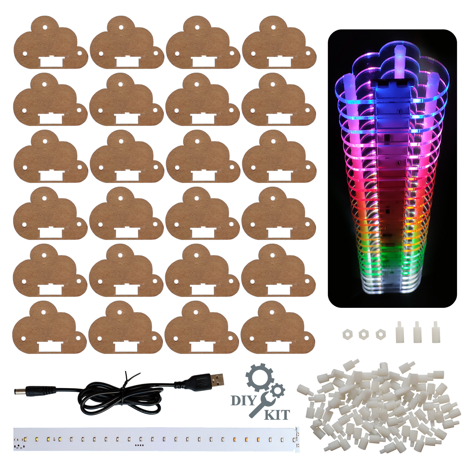 iCubeSmart 24 LED Audio Spectrum DIY Electronic Kit (PP24LED-CLOUD ...