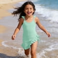 CAIVO Girls One-Piece Swimsuit With Skirt Solid Color Two Piece Bathing ...