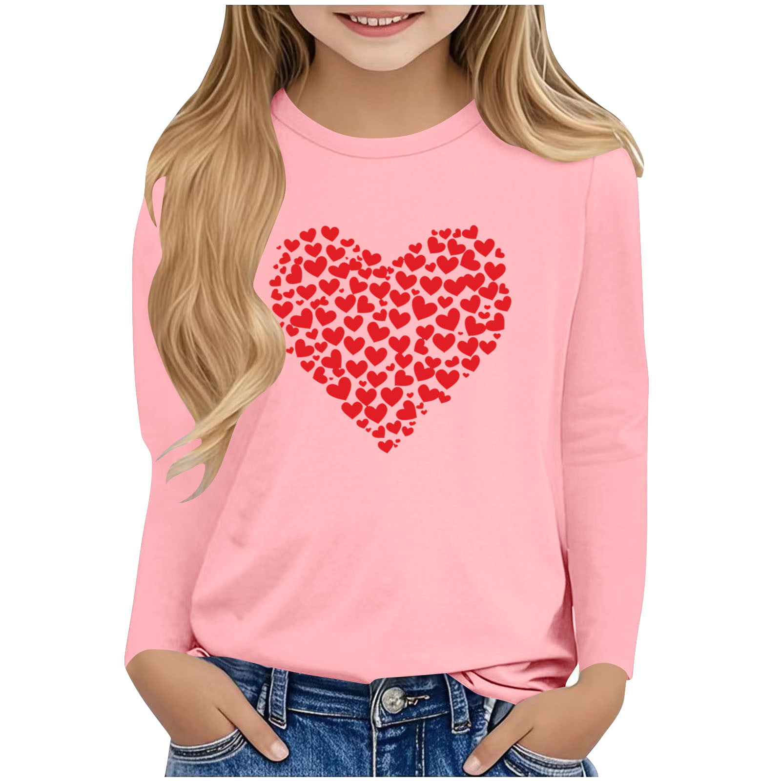 Click here for Floleo Kids Valentines Long Sleeve Print Shirt Cut... prices