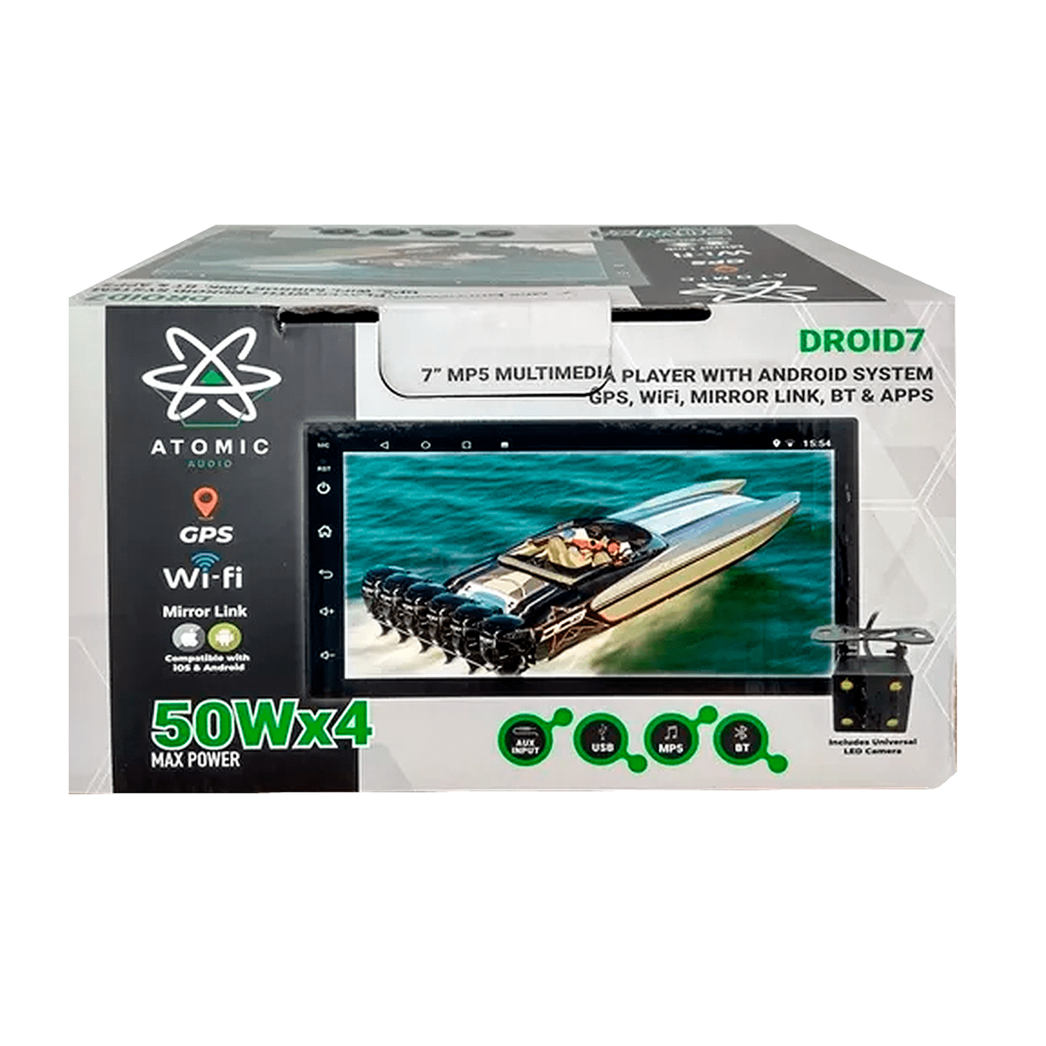 Autoestéreo 2 DIN de 7 Atomic Audio DROID7 Android GPS Wi-Fi Mirror Link Bluetooth USB con ...