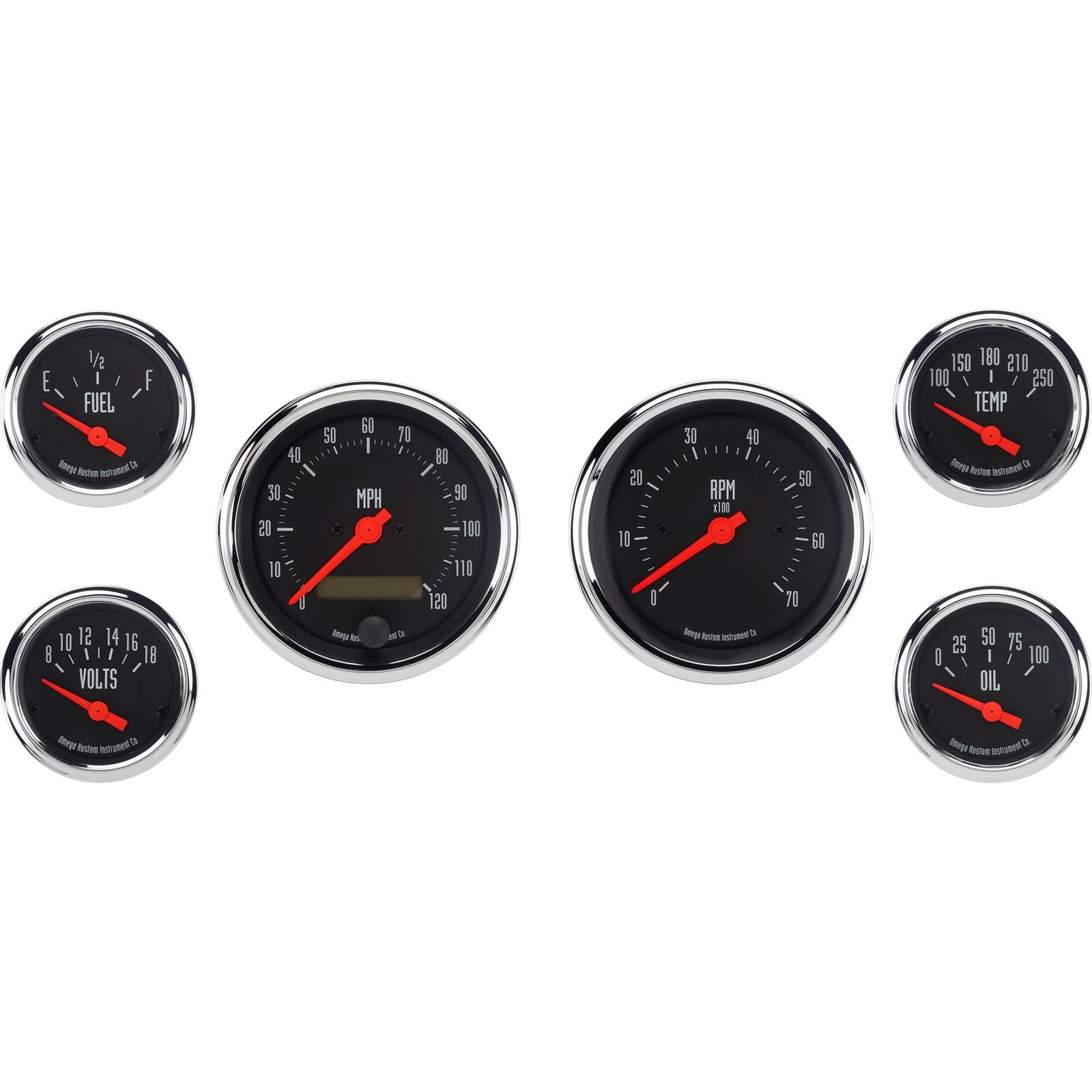 Omega Kustom 6-Gauge Set, Electric Speedometer, Timeless Tan - Walmart.com