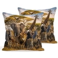 Africa Savannah Wildlife Pillow Covers Set of 2, Elephant Lion Zebra ...