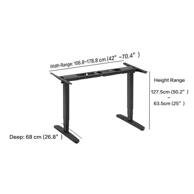 Claire and Barry 3-Tier Height Adjustable Standing Desk Frame for Home ...