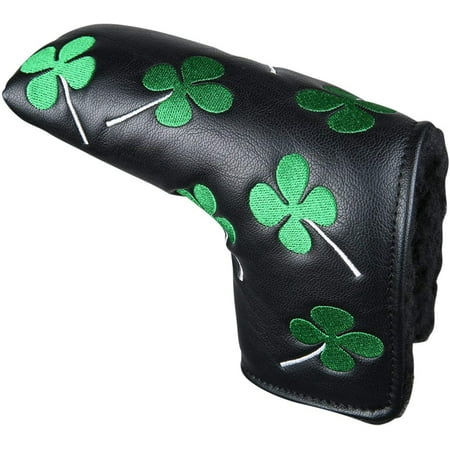 Sports White Green Shamrock Lucky Clover Putter Head Cover Four Leaf ...