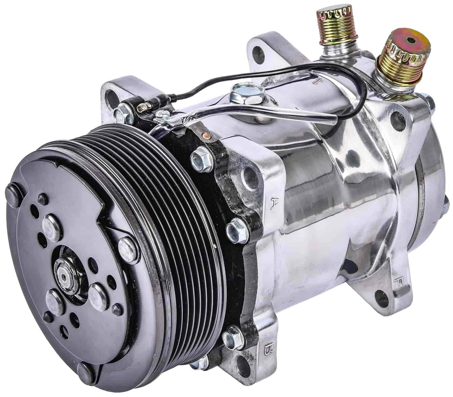 JEGS 51805 Air Conditioner Compressor Polished 6-Groove Serpentine ...