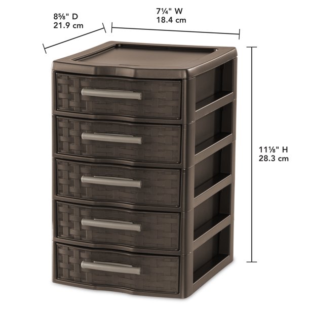 Sterilite, Small Weave 5 Drawer Unit, Case of 4 - Walmart.com