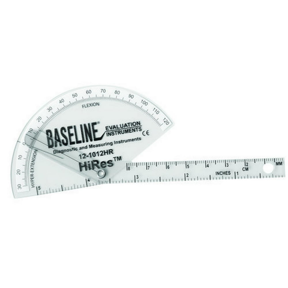Baseline 360 degree clear plastic goniometer joint angle and range of ...