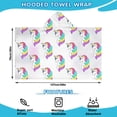 White Unicorn Head Pattern Hooded Bath Towel，50"x30" for Ages 3 To 12 ...