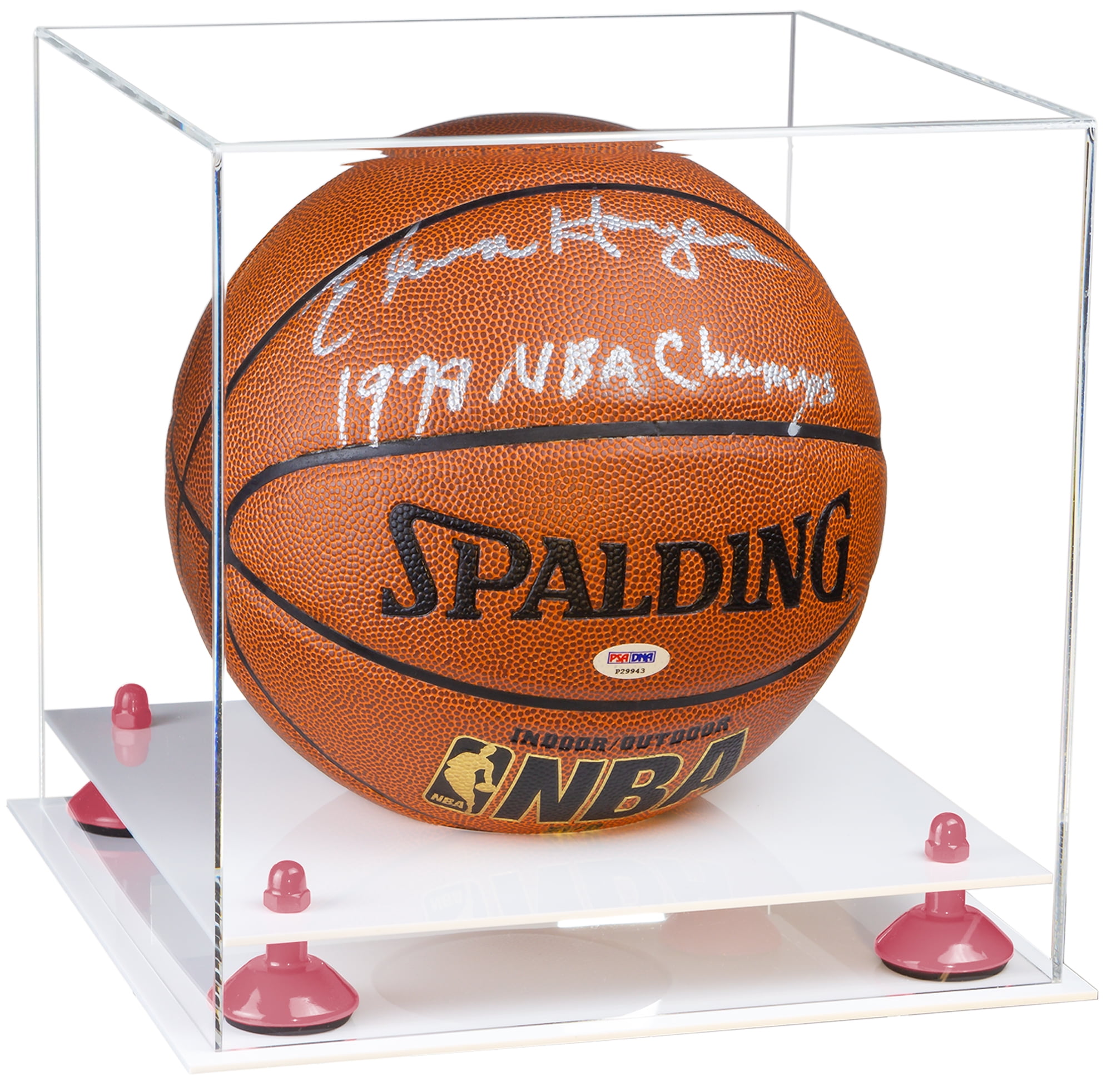 Clear Acrylic Full Size Basketball Display Case with Pink Risers and ...