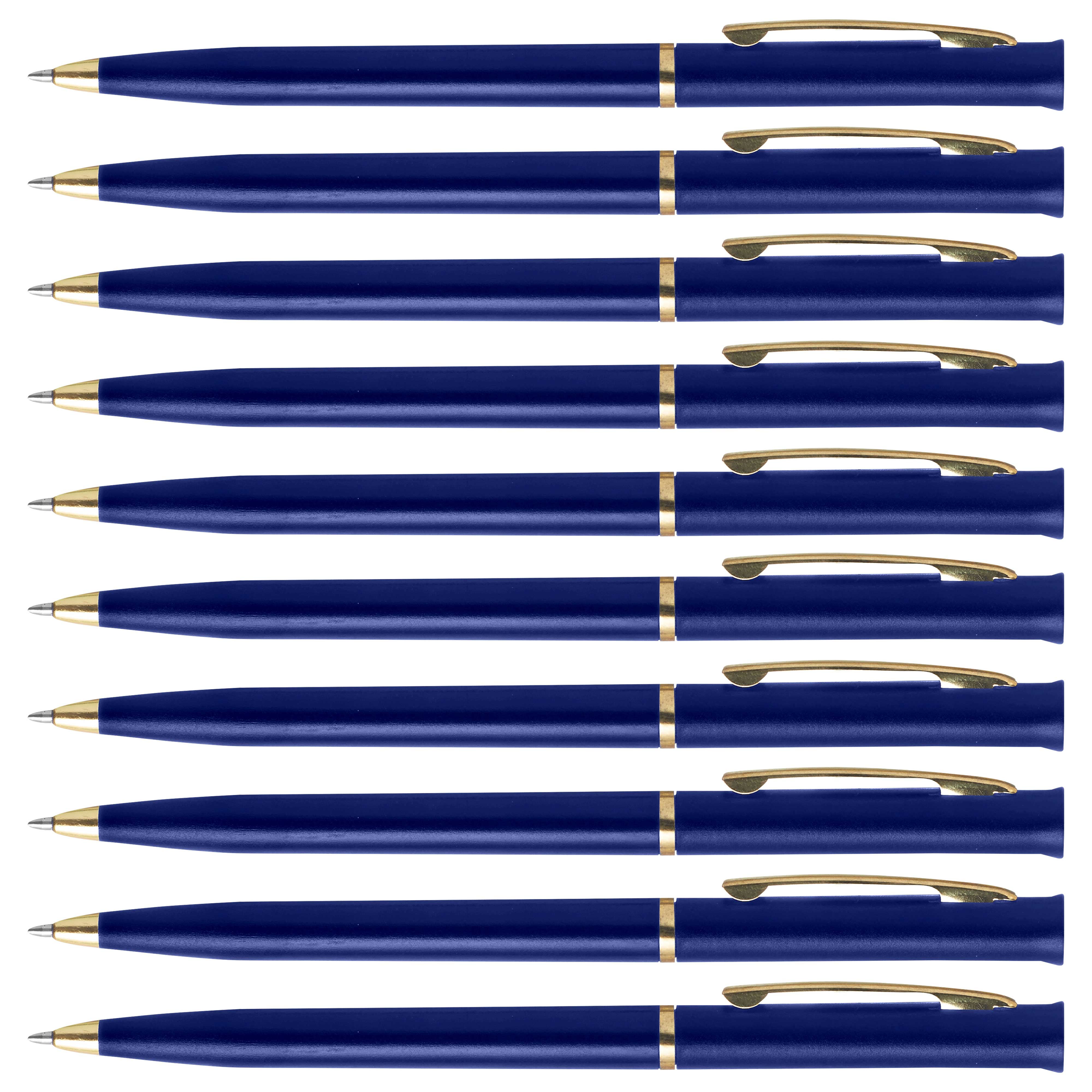 10 Alston Hotel Pens Pack - Ballpoint, Gold Metal Accent - BlueBI ...