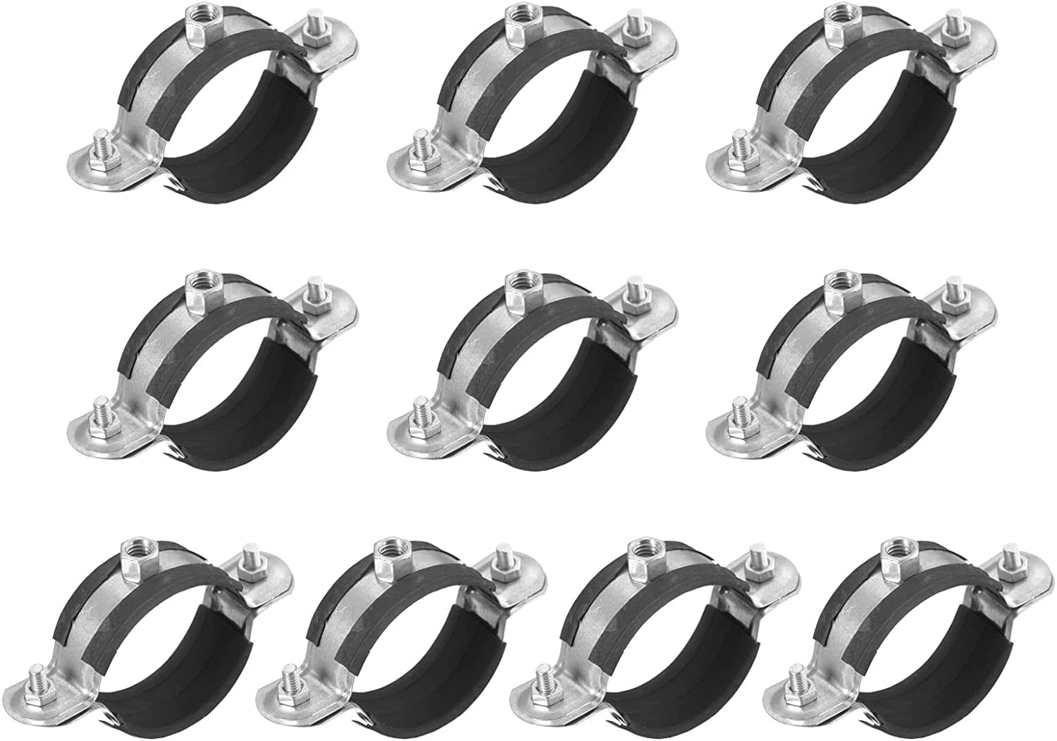40mm Rigid Pipe Strap Clamps, Carbon Steel Pipe Bracket Tube Clips M6 ...