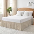 Beige Concentric Squares Bed Skirt King Size 16 Inch Drop, Vintage ...