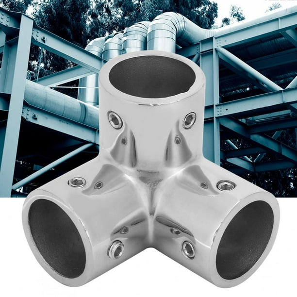 Fitting 3-Way Stainless Steel Corner Pipe Fitting Tube Connector Side ...