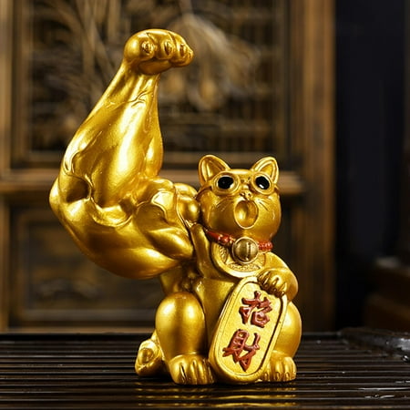 Novelty Lucky Cat Figurine Sculpture, Feng Shui Welcoming Home Office ...