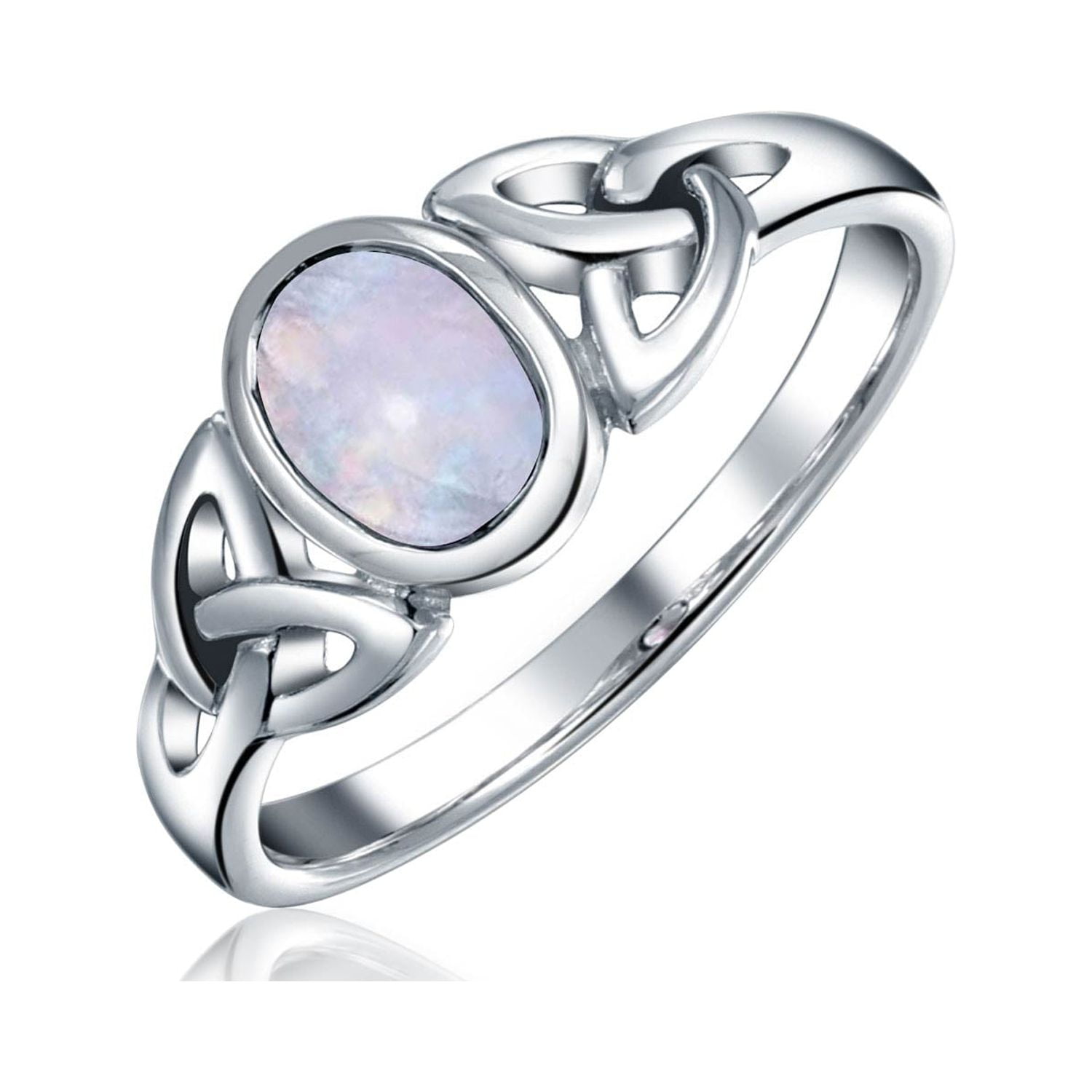 Celtic Trinity Love Knot Triquetra Rainbow Moonstone Infinity Ring Band ...