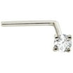 14Kt White Gold L-Shape Bend Nose Stud with Genuine 2mm Diamond 22G ...