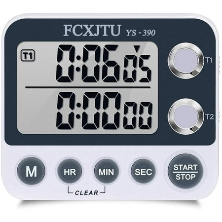 Digital Dual Kitchen Timer, Dual Count UP/Down Timer, Cooking Timer, Stopwatch, Large Display ...