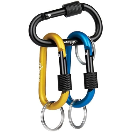 Locking Carabiner, Premium Aluminum Alloy D-Ring Carabiners Key Chain ...