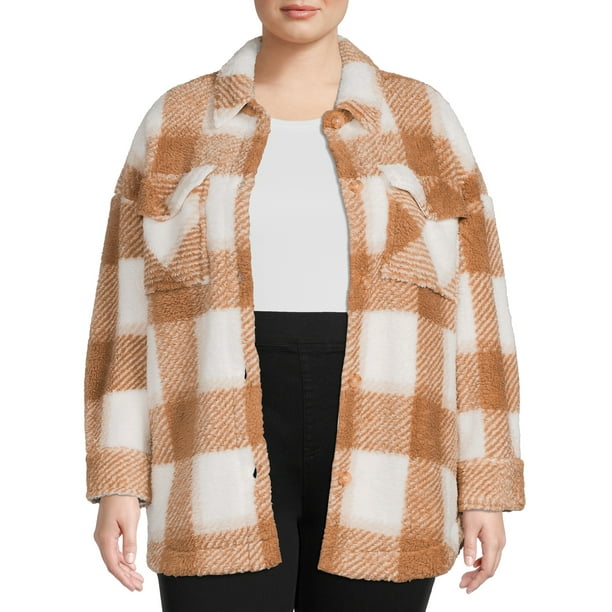 Terra & Sky's Women's Plus Size Long Sleeve Oversized Faux Sherpa ...