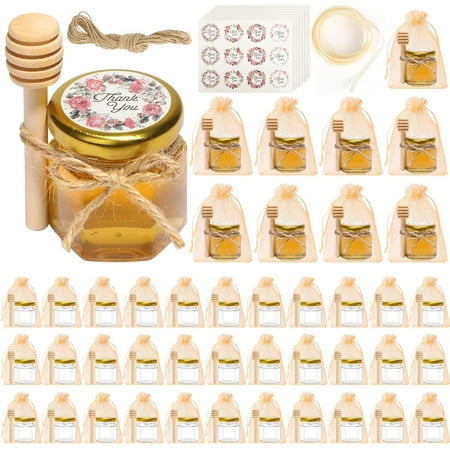 Saf Mini Honey Jars with Dipper 1.5oz - 40 Pack, Small Honey Glass Jar ...
