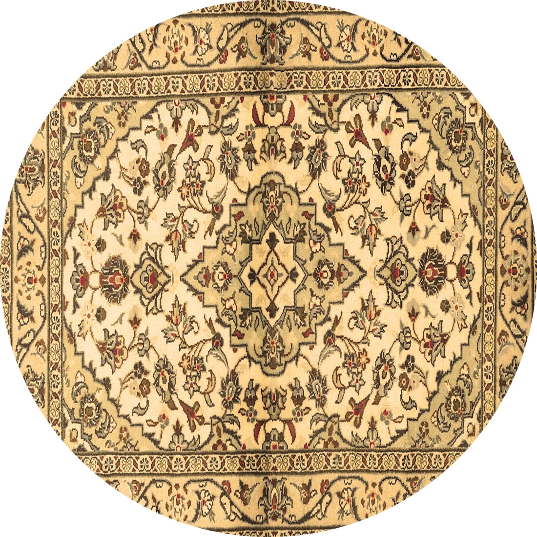 Ahgly Company Indoor Round Medallion Brown Traditional Area Rugs, 7 ...