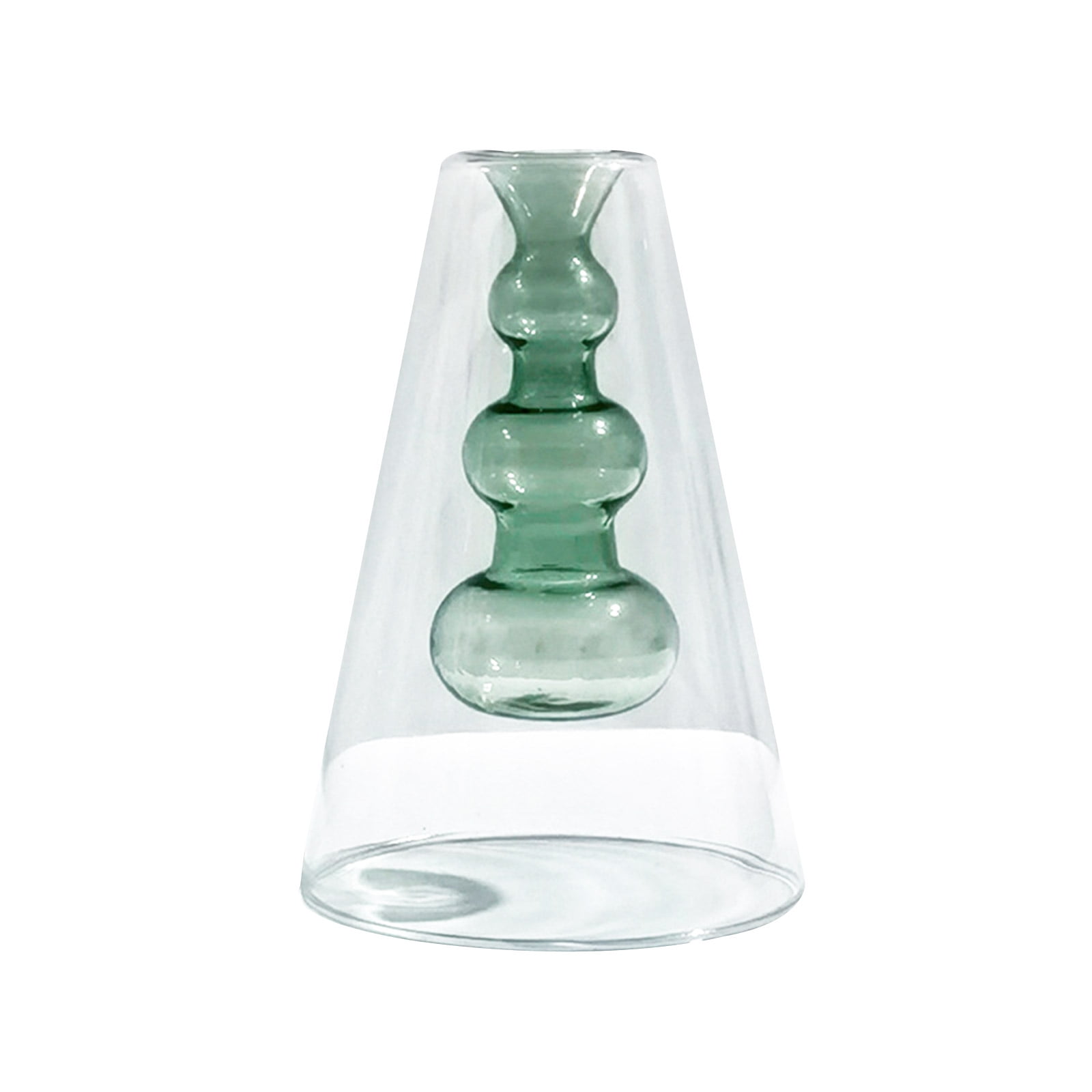 Flower Vase Nordic Double Layer Vase Hydroponic Transparent Glass Vase ...