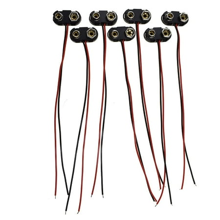 T Type 9V Battery Buckle Snap Connector 15cm Clip Tight Pre Stripped ...