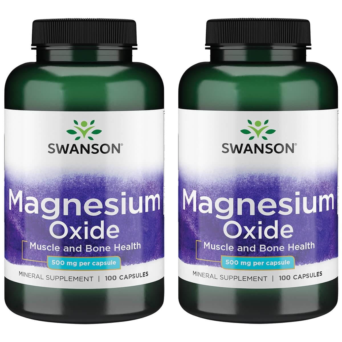 Swanson Magnesium Oxide 500 mg 100 Caps 2 Pack - Walmart.com