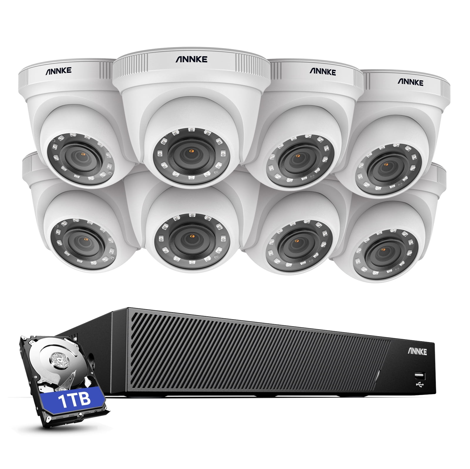 ANNKE 8CH 2MP 1080P Outdoor Indoor Home Security Camera System,6-in-1 ...