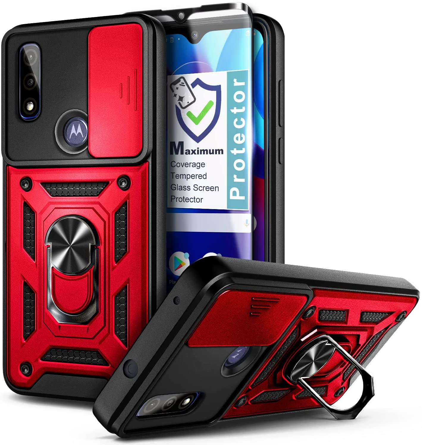 Nagebee Military Case for Moto G Pure (2021), Full-Body Cover, Tempered ...