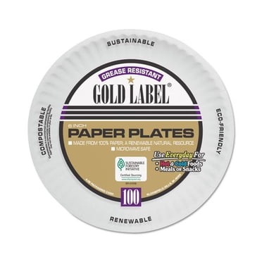 Gold Label Coated Paper Plates 9" dia, White, 100/Pack, 10 Packs/Carton ...