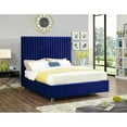 Meridian Furniture Candace Solid Wood Tufted Velvet Twin Bed in SKy ...