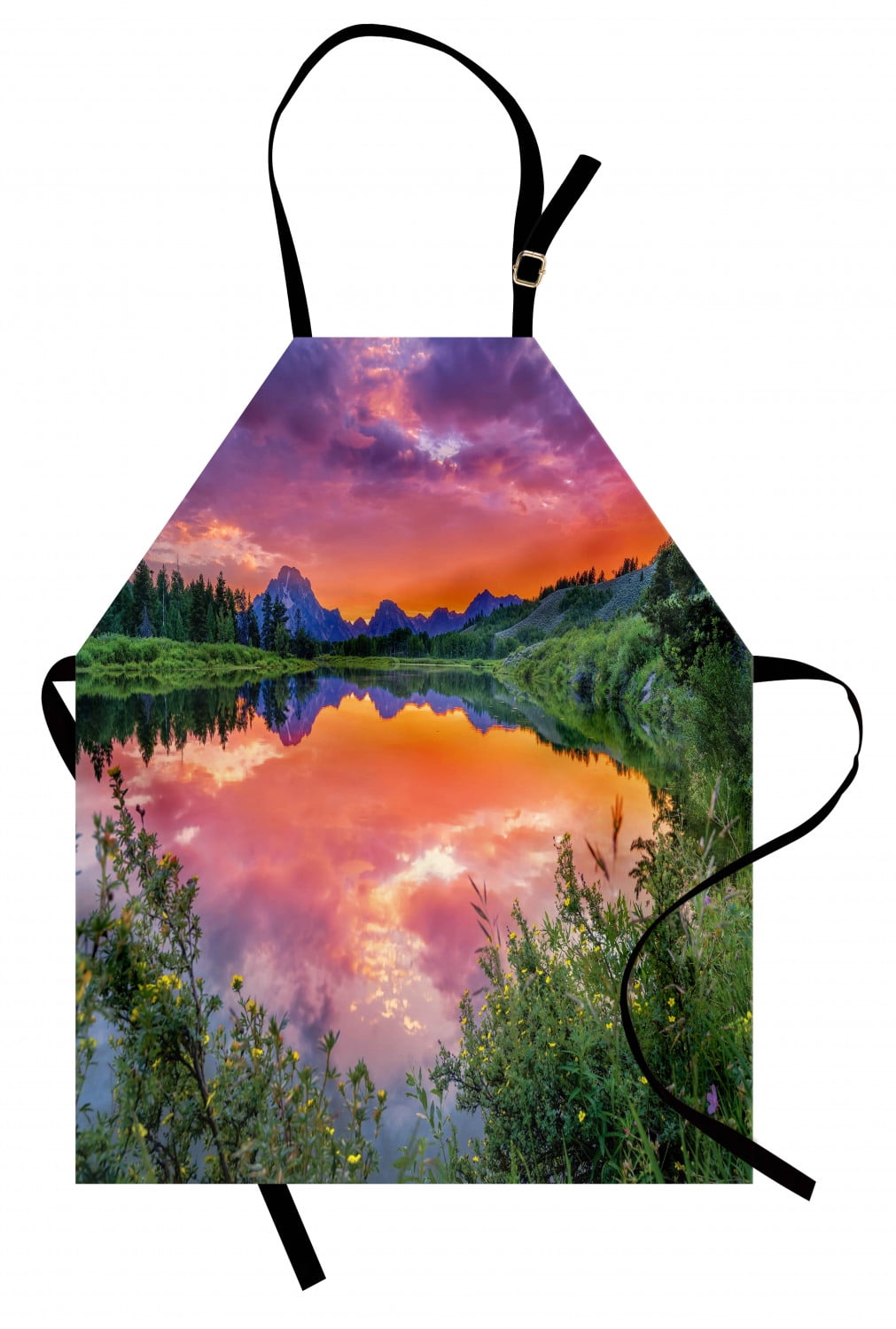Mountain Apron Colorful Sunset Reflection On River Nature Meadow In ...