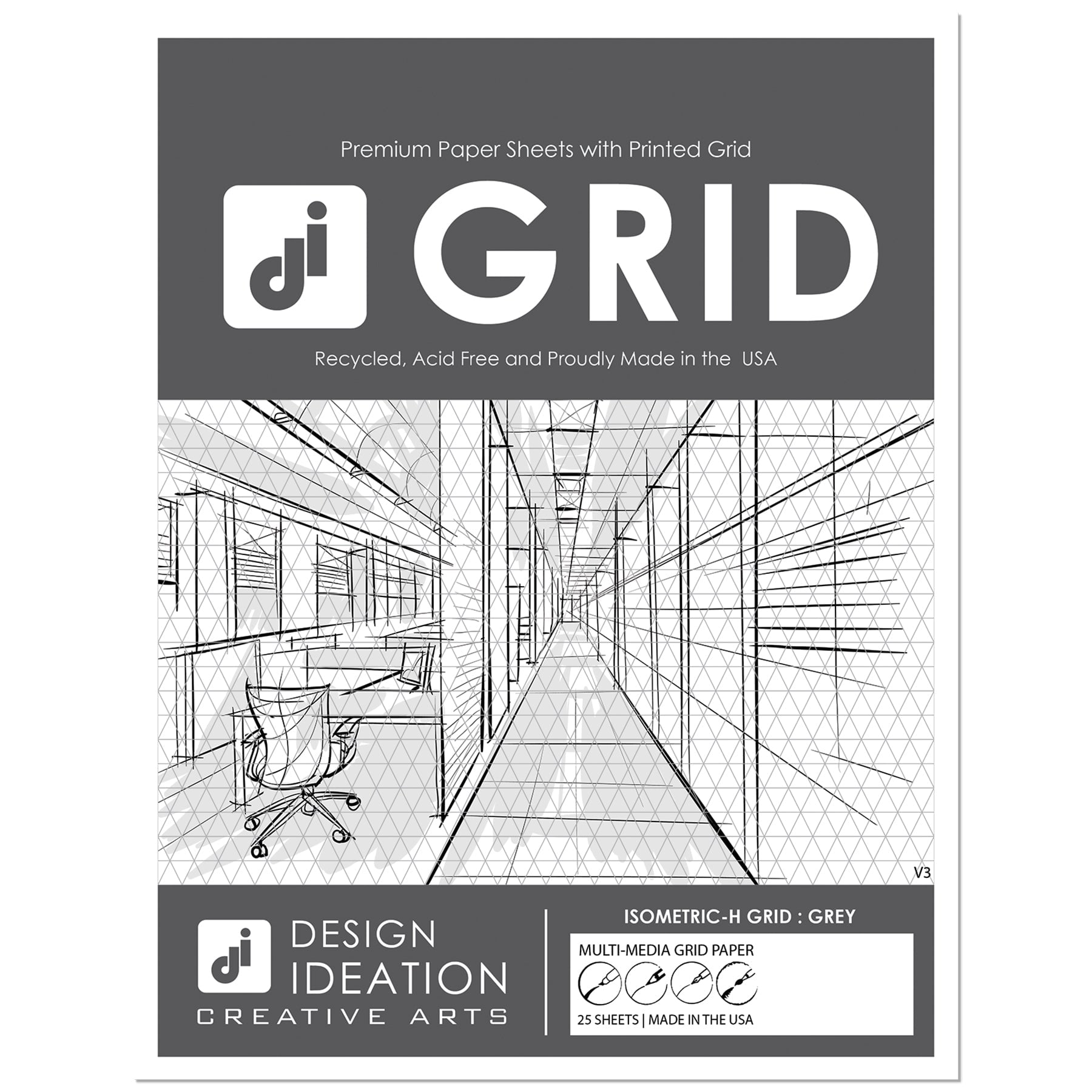 GREY Grid Paper : Multi-media grid paper for pencil, ink, marker and ...