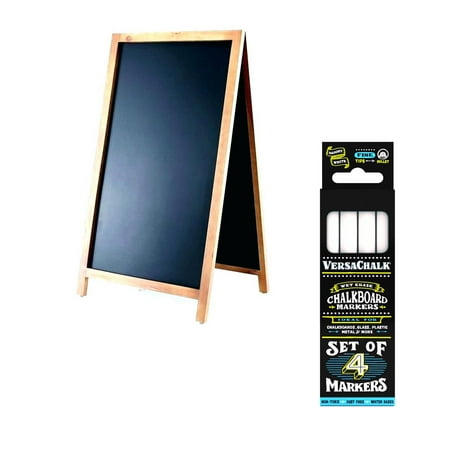 VersaChalk A-Frame Sidewalk Chalkboard w/ 4x 3mm Fine Tip Liquid Chalk ...