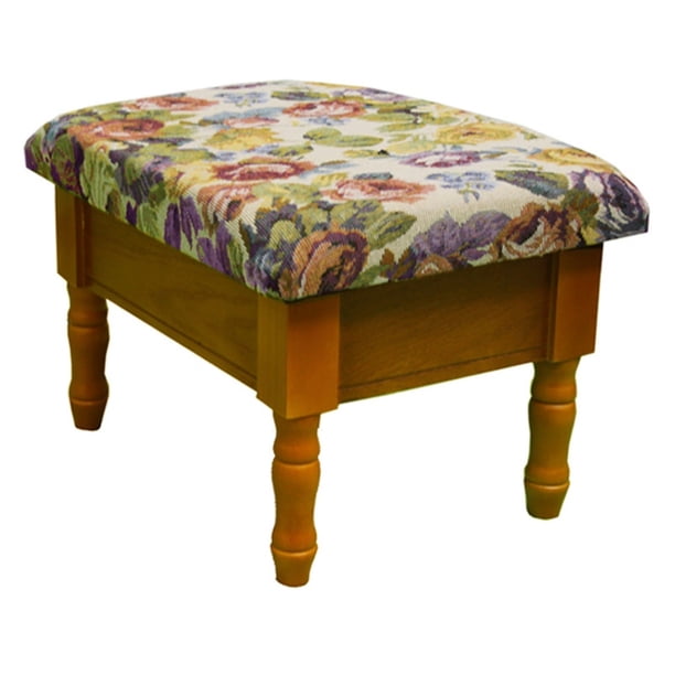 10" Tall Wooden Foot Stool with Storage, Oak finish - Walmart.com