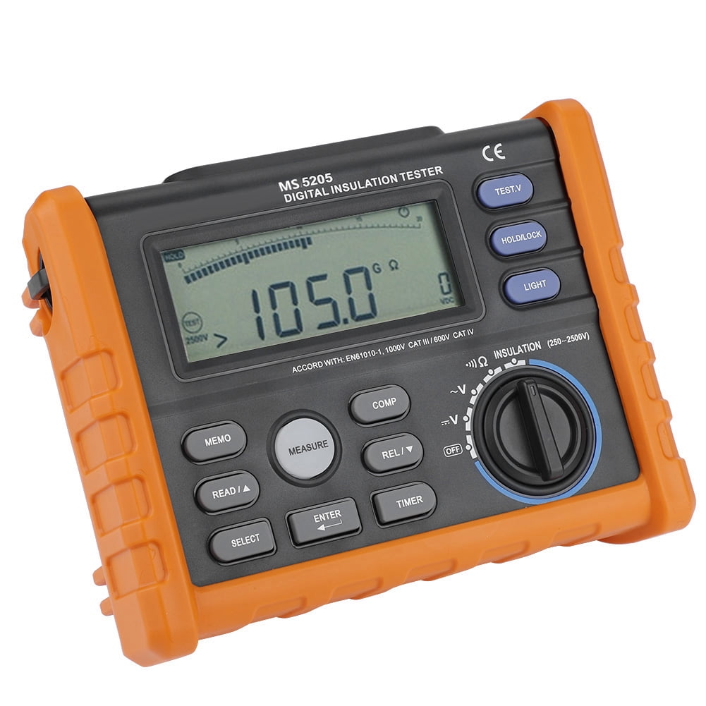 Probador de aislamiento digital, PEAKMETER MS5205 Medidor de resistencia de aislamiento de ...