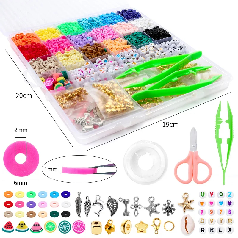 2025 Kit de cuentas planas de arcilla polimérica, cuentas de arcilla de ...