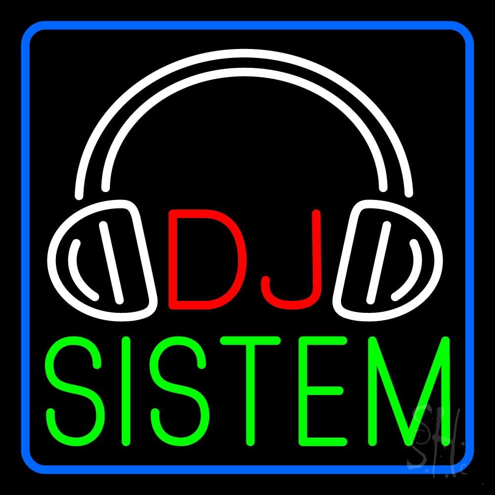 Dj Sistem With Logo 1 LED Neon Sign 16" Tall x 16" Wide - inches Black ...