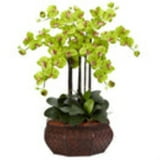 Nearly Natural 27" Geranium Artificial Plant in White Tower Planter ...