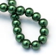 Baking Painted Pearlized Glass Pearl Round Bead Strands Dark Green 6 ...