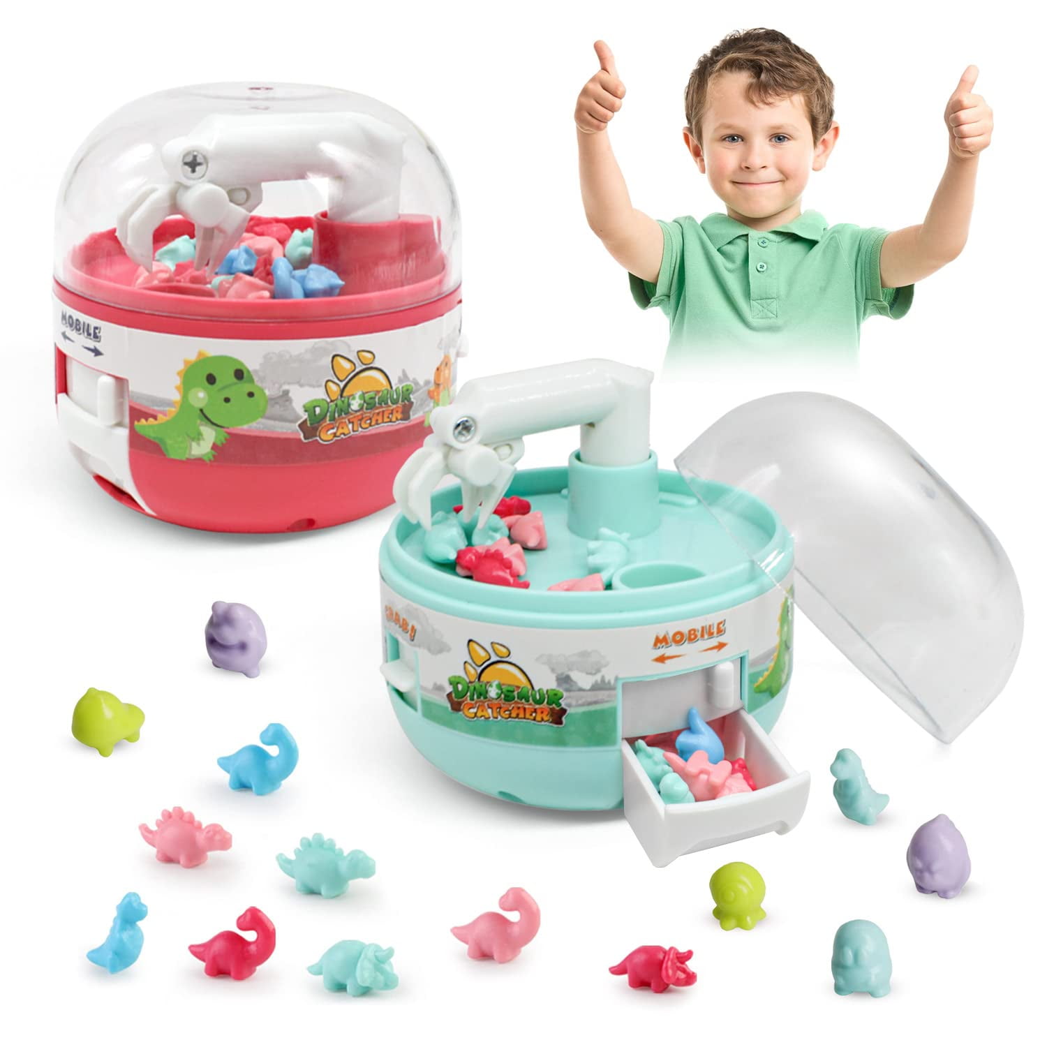 2PC Mini Claw Machine Toys for Kids Adults Red & Green with Tiny ...